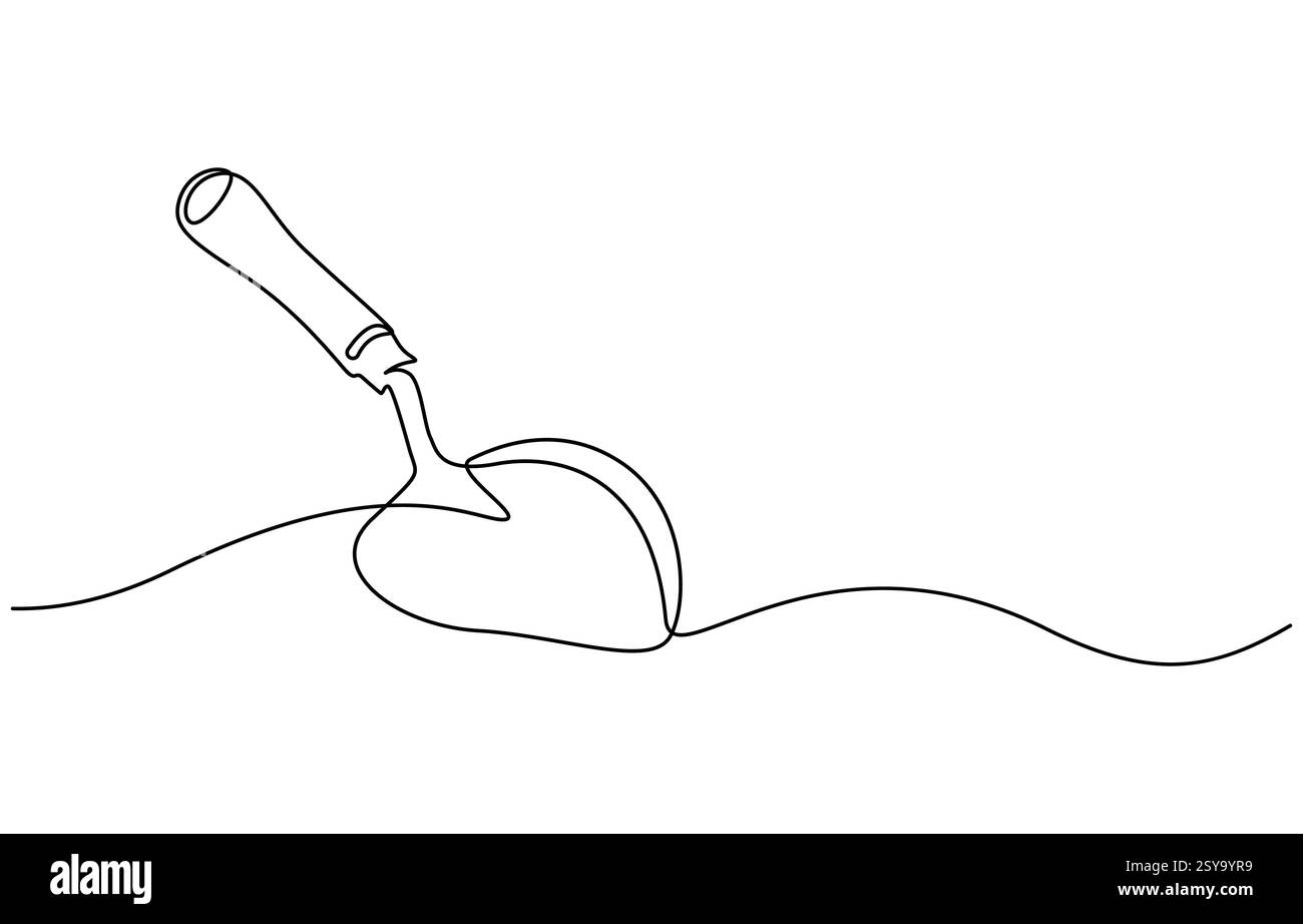 Gardening Trowel Single Line art Drawing, Continuous one line drawing ...