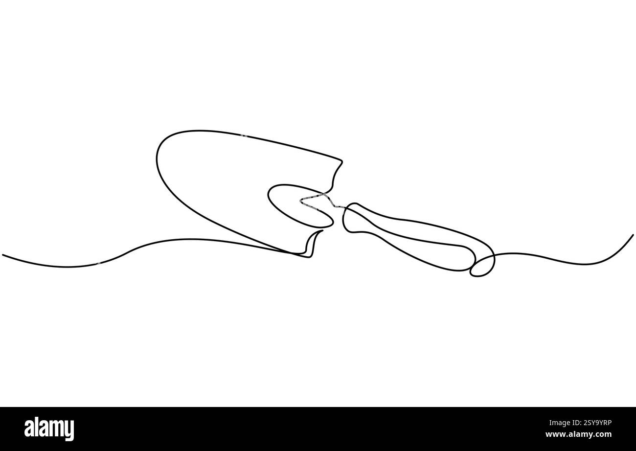 Gardening Trowel Single Line art Drawing, Continuous one line drawing ...
