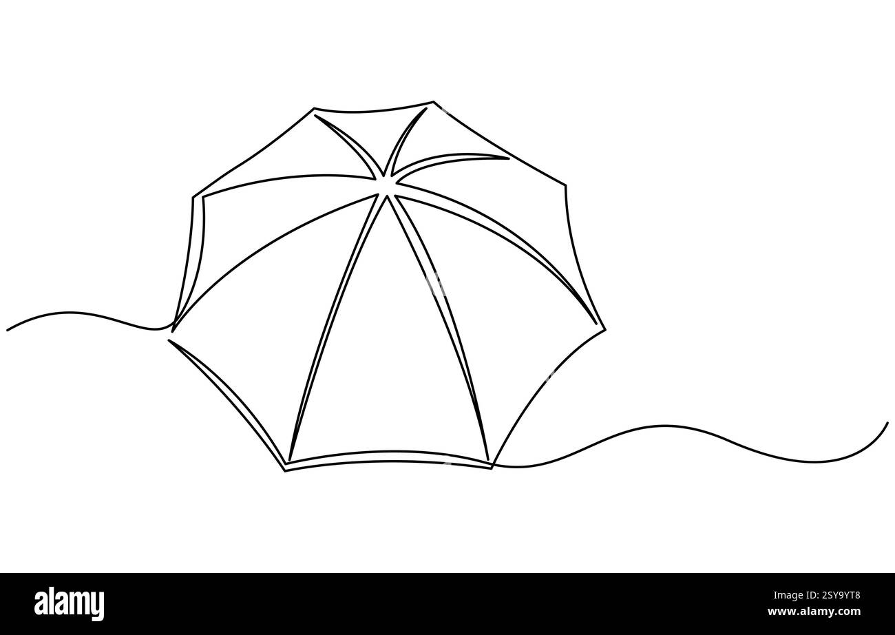 Umbrella depicted in continuous line drawing, continuous line drawing ...