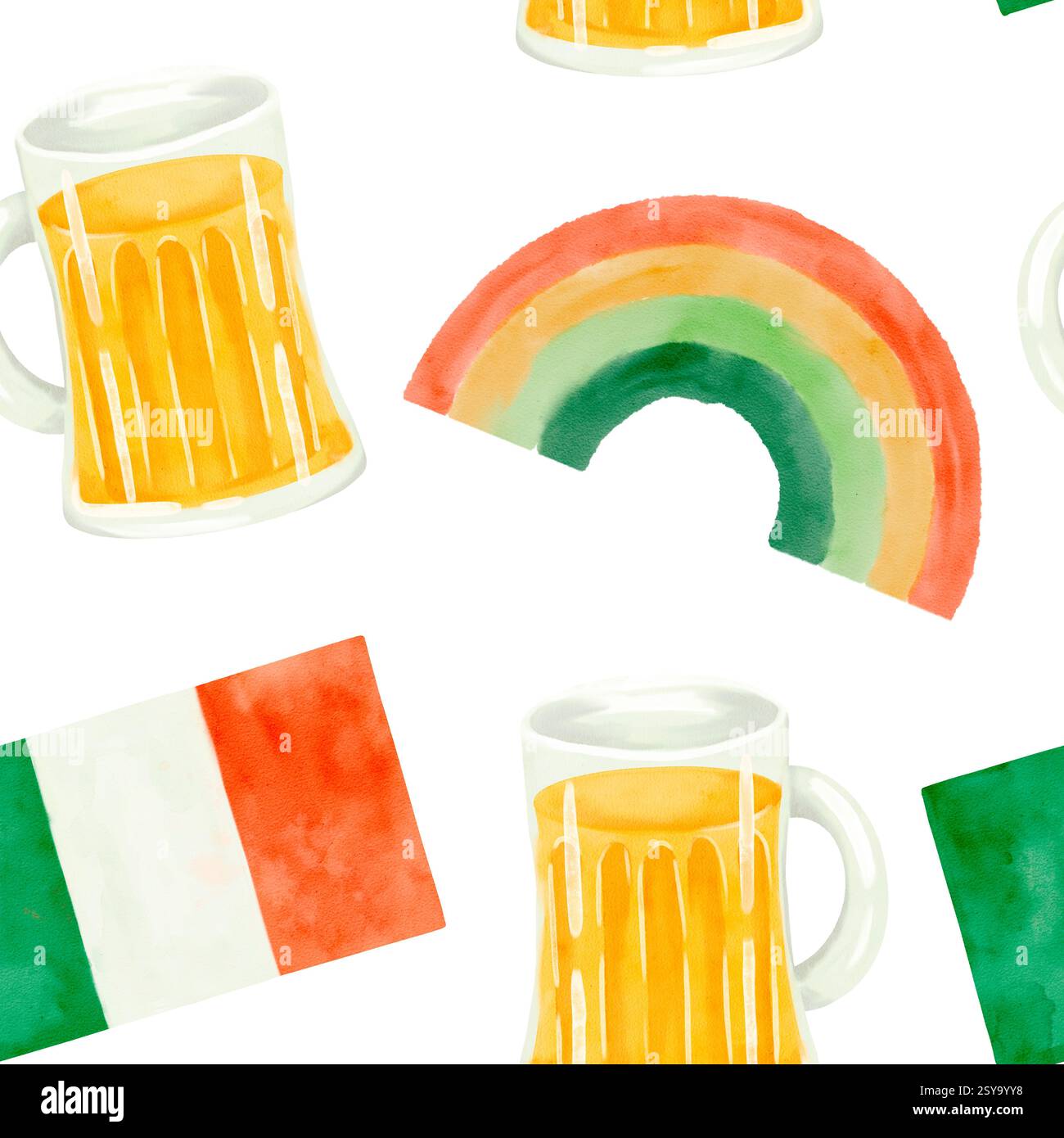A vibrant and lively design showcasing beer mugs, a colorful rainbow ...