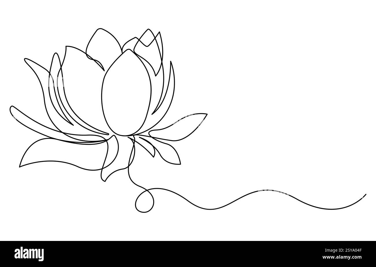 Water lily vector continuous one line drawing on white background ...