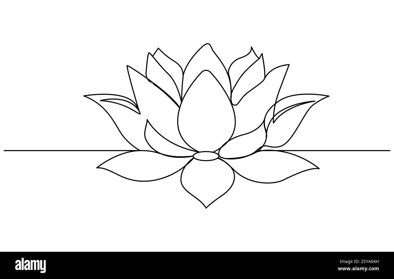 Water lily vector continuous one line drawing on white background ...