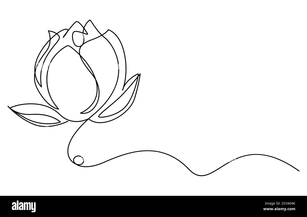 Water lily vector continuous one line drawing on white background ...