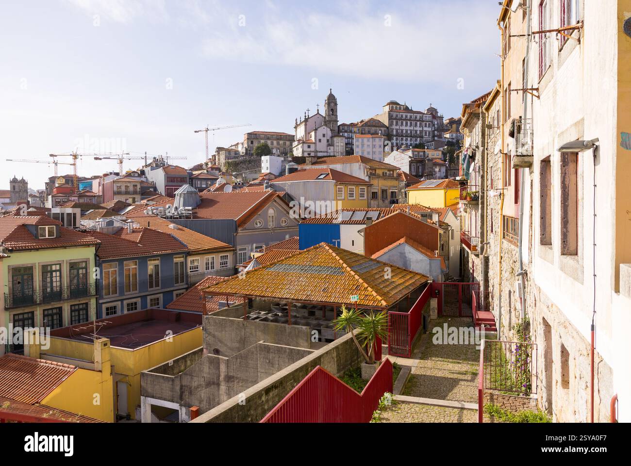 Oporto Old Town cityscape view from the Church of St. Lawrence (Igreja ...