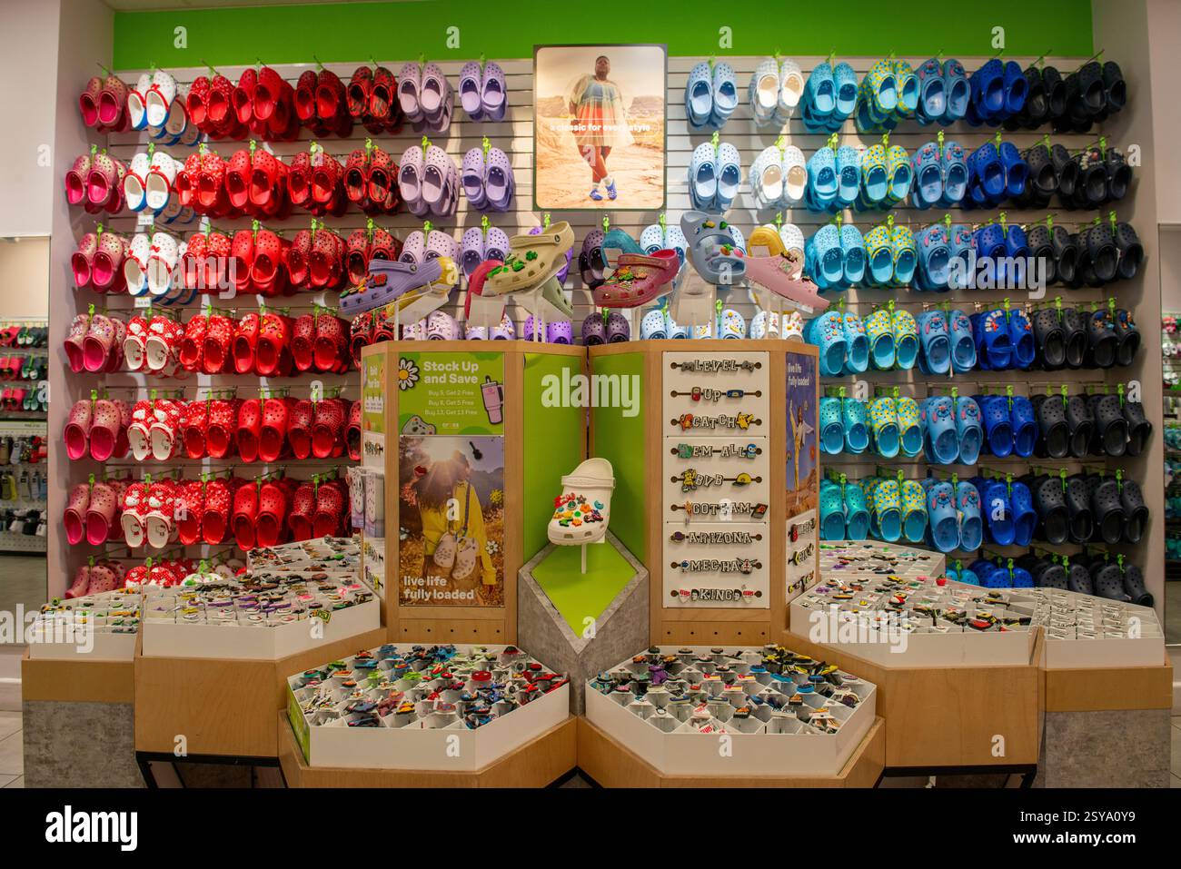 Interior of a Crocs store in Arizona with a wide range of shoes and ...