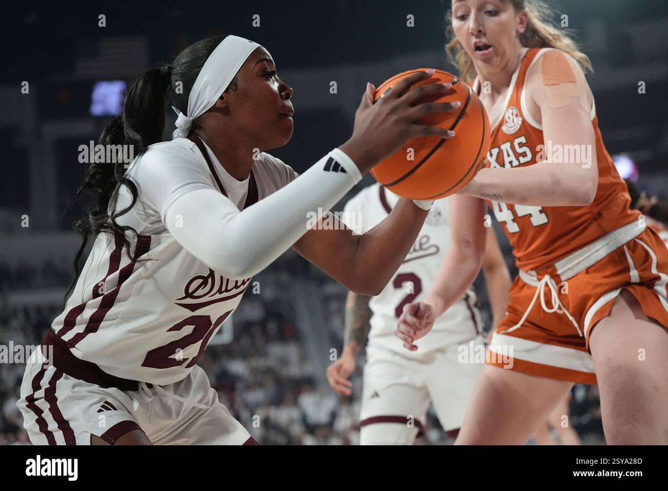 Mississippi State guard Debreasha Powe (21) pulls down a rebound in ...