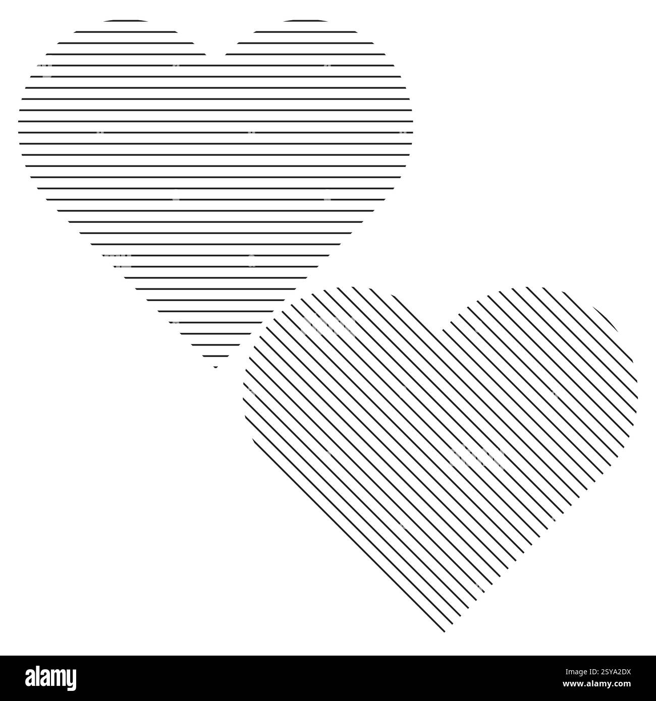 Striped heart shape. Parallel line pattern. Minimalist love symbol ...