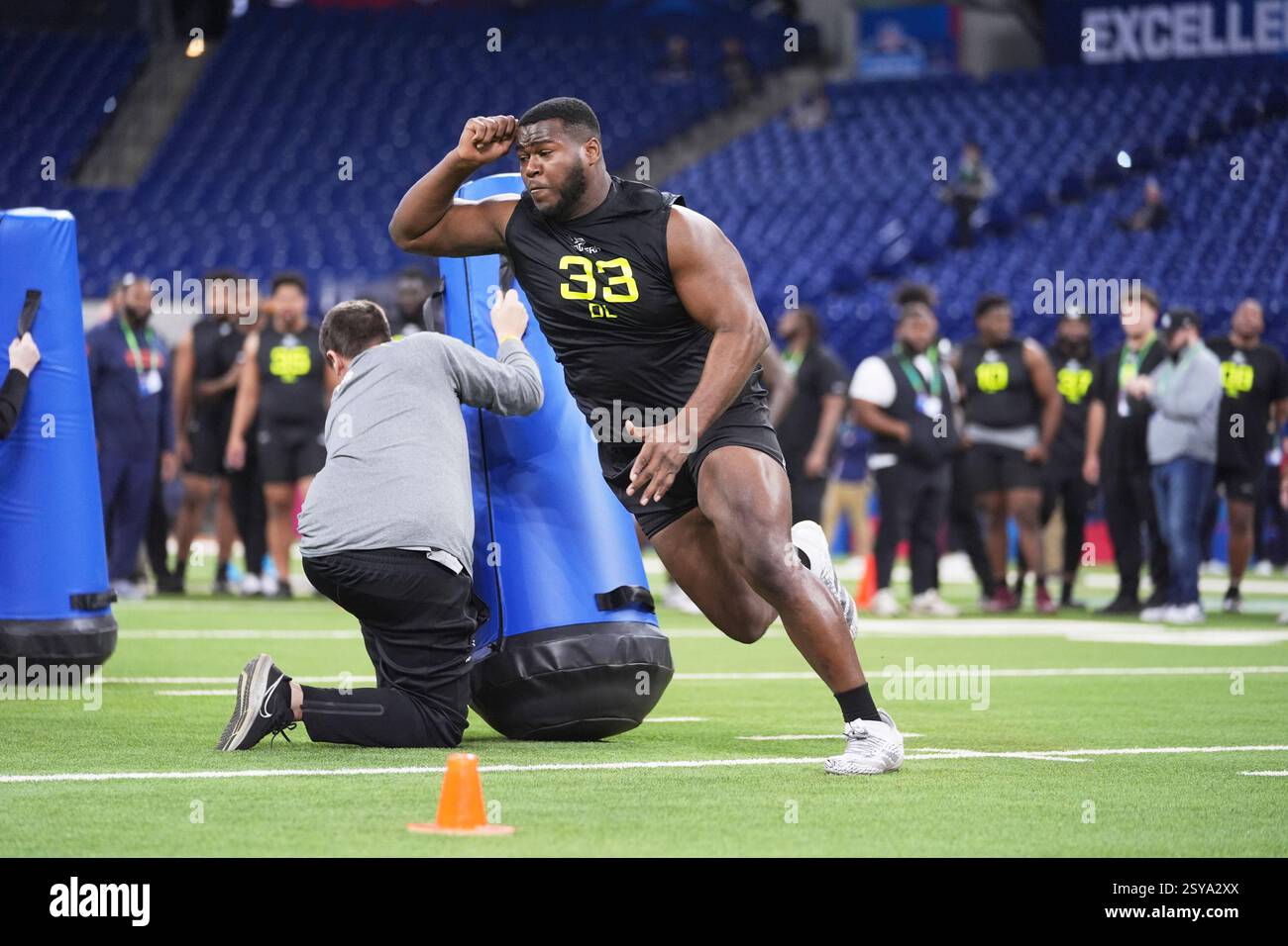 Alabama defensive lineman Tim Smith runs a drill at the NFL football ...