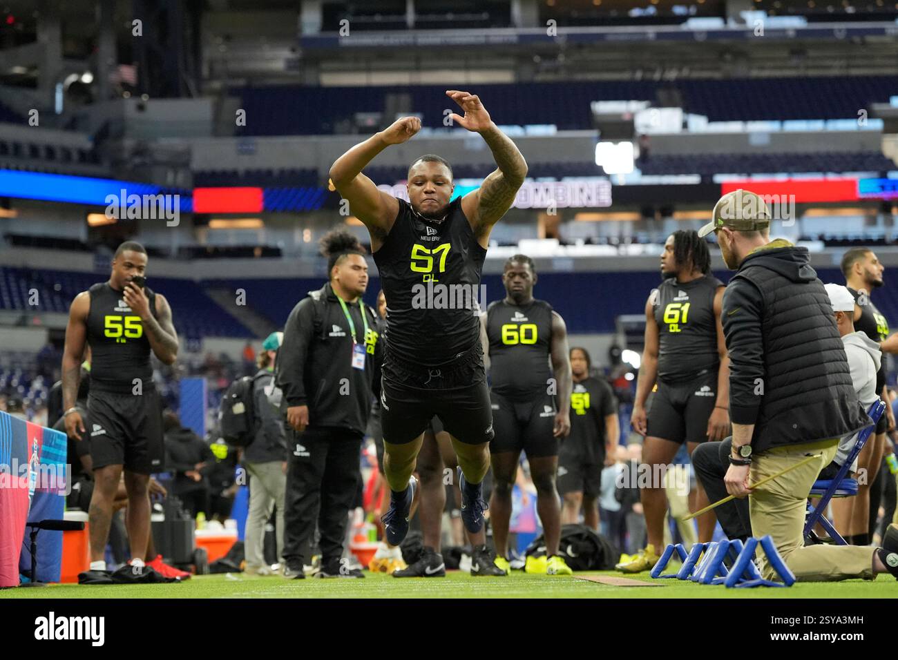 West Virginia defensive lineman Sean Martin runs a drill at the NFL ...