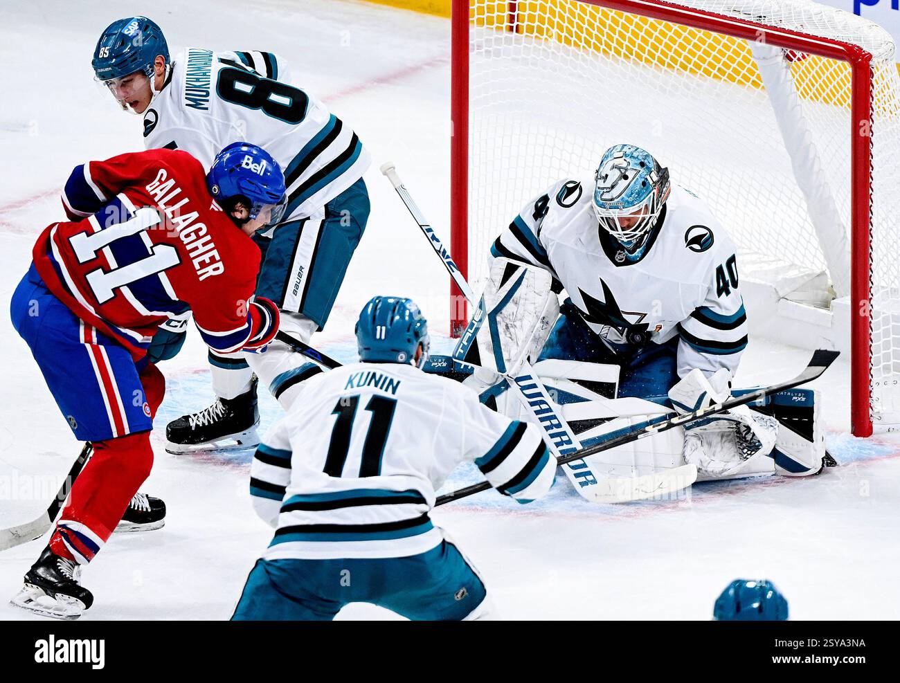 San Jose Sharks goaltender Alexandar Georgiev (40) stops Montreal ...