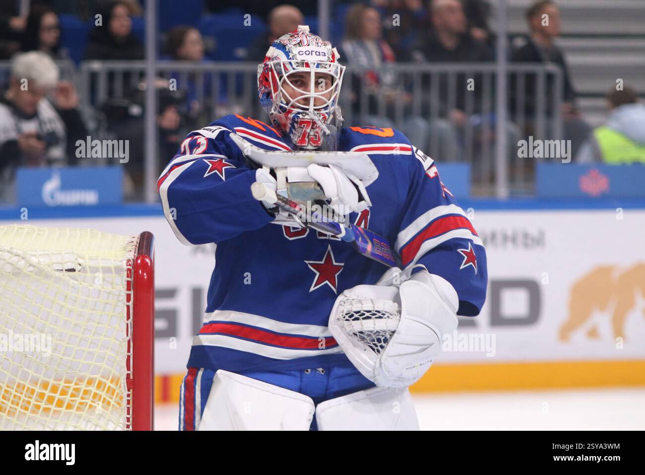 Saint Petersburg, Russia. 27th Feb, 2025. Artemy Pleshkov (73) of SKA Hockey Club seen in action ...