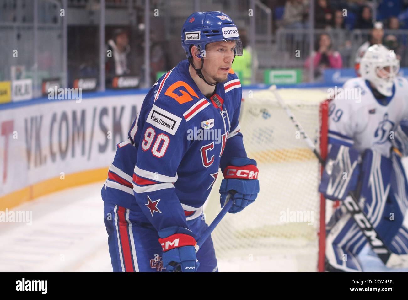 Valentin Zykov (90) of SKA Hockey Club seen in action during the Hockey ...