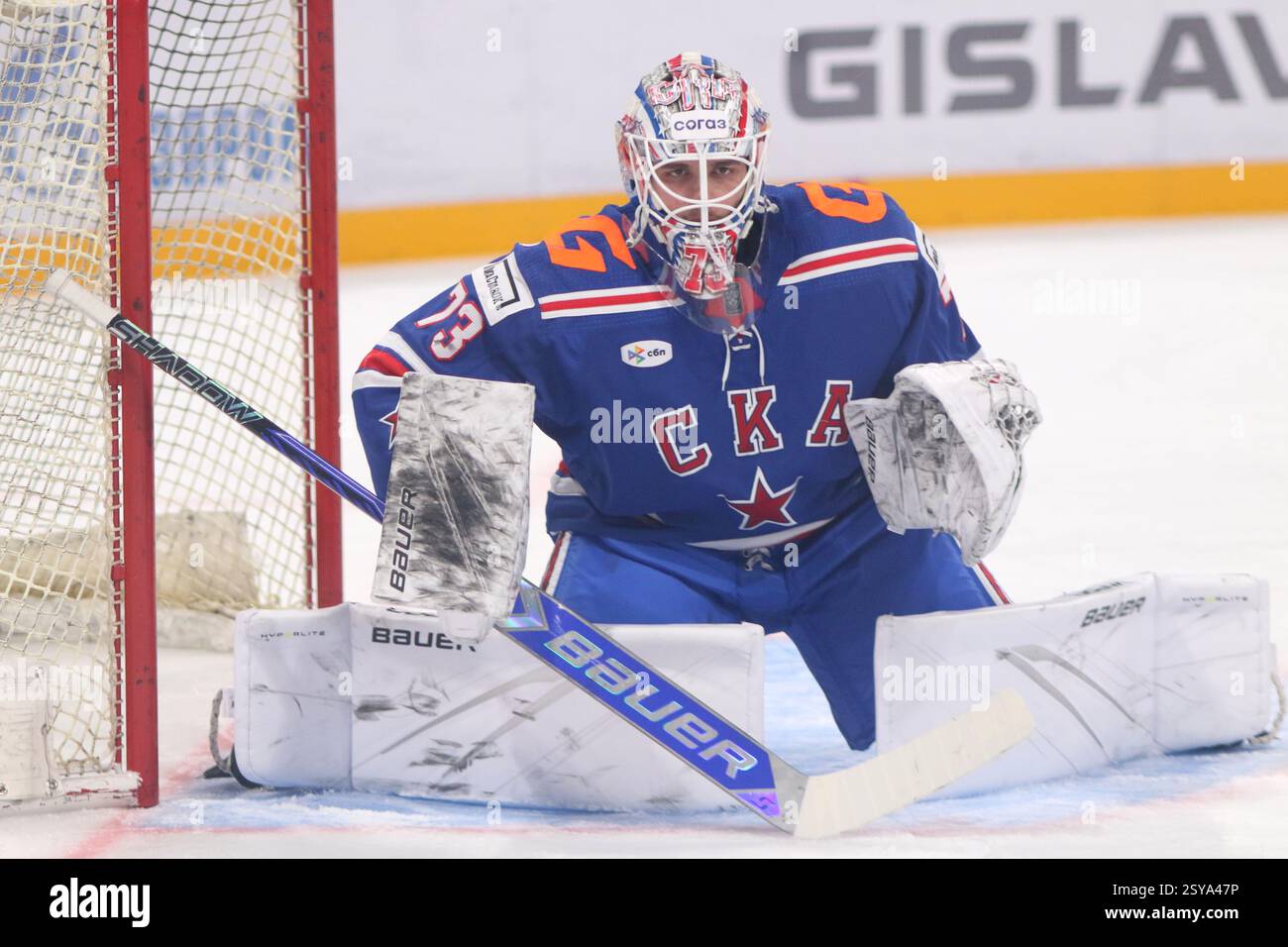 Saint Petersburg, Russia. 27th Feb, 2025. Artemy Pleshkov (73) of SKA Hockey Club seen in action ...