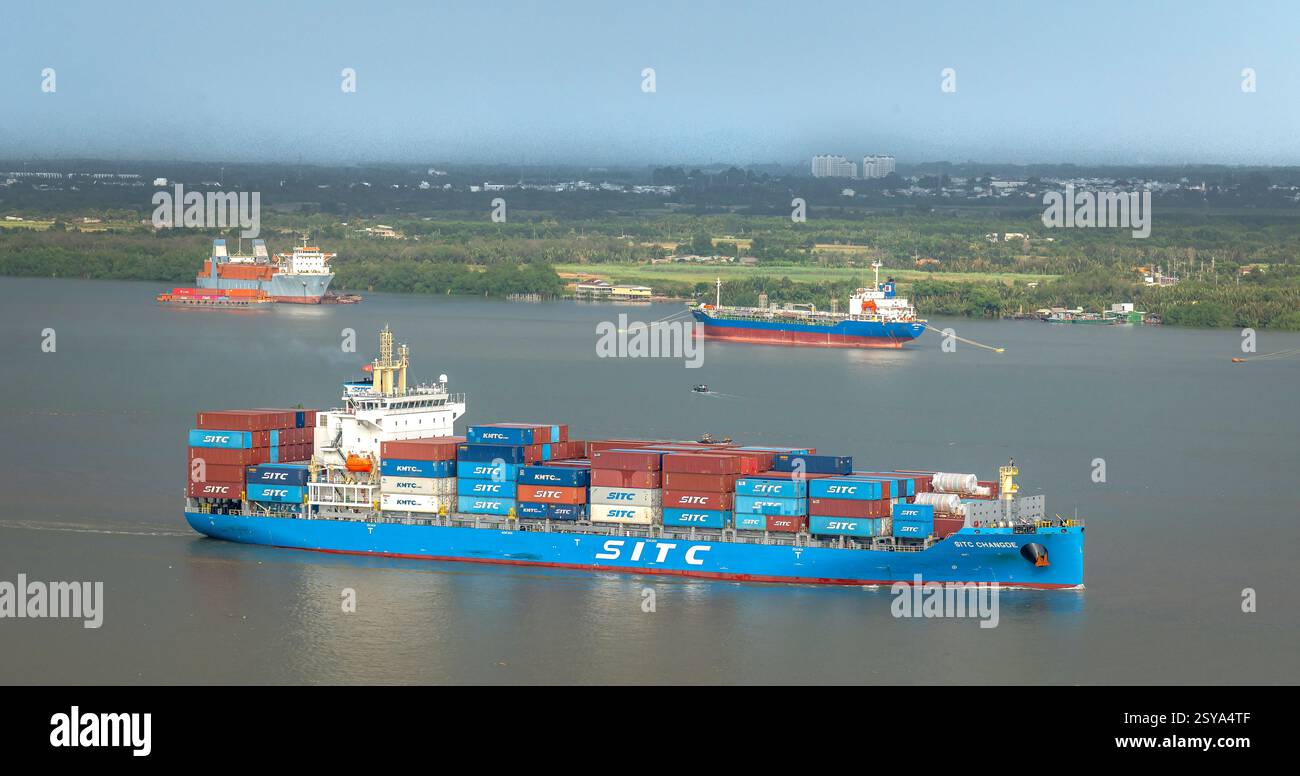 Saigon River, Ho Chi Minh City, Vietnam - Container ship Jinjiang ...