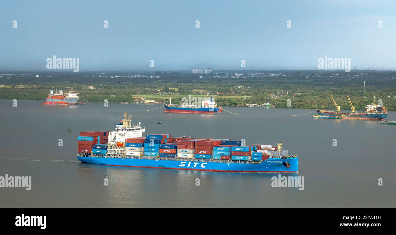 Saigon River, Ho Chi Minh City, Vietnam - Container ship Jinjiang ...