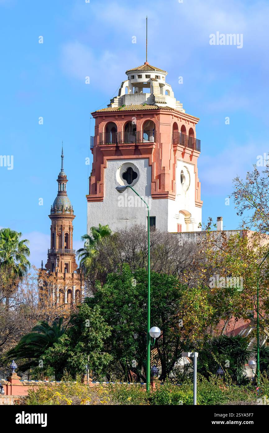 Old-fashioned domed tower of the Chile Pavilion building, Seville ...