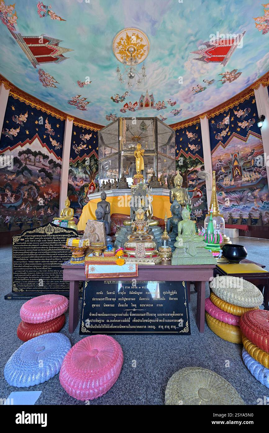 Interior of chedi (stupa) with shrine for sacred relics of enlightened ...