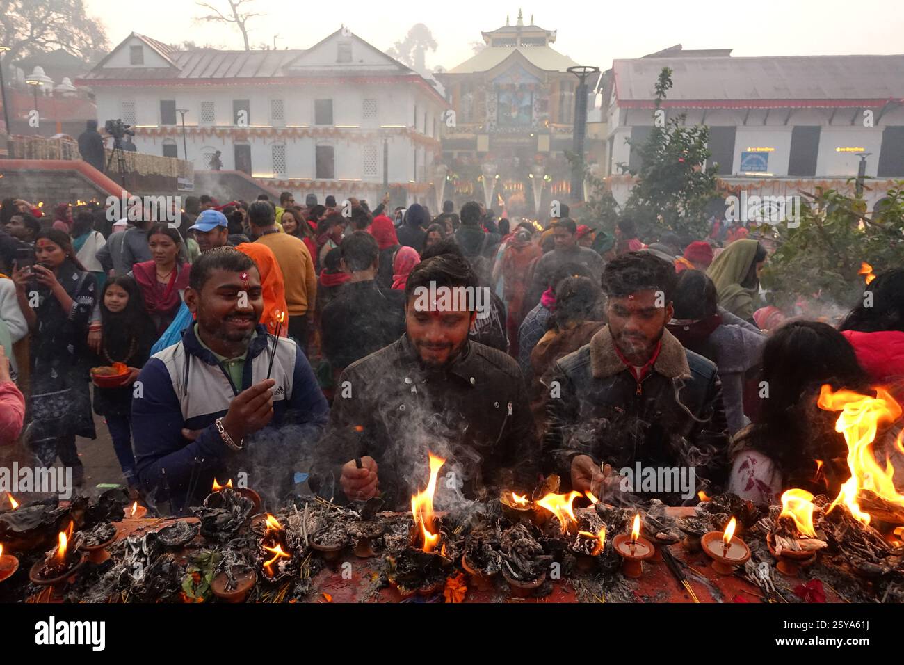 Kathmandu, Nepal.26th February 2025. Devotees participate in ...