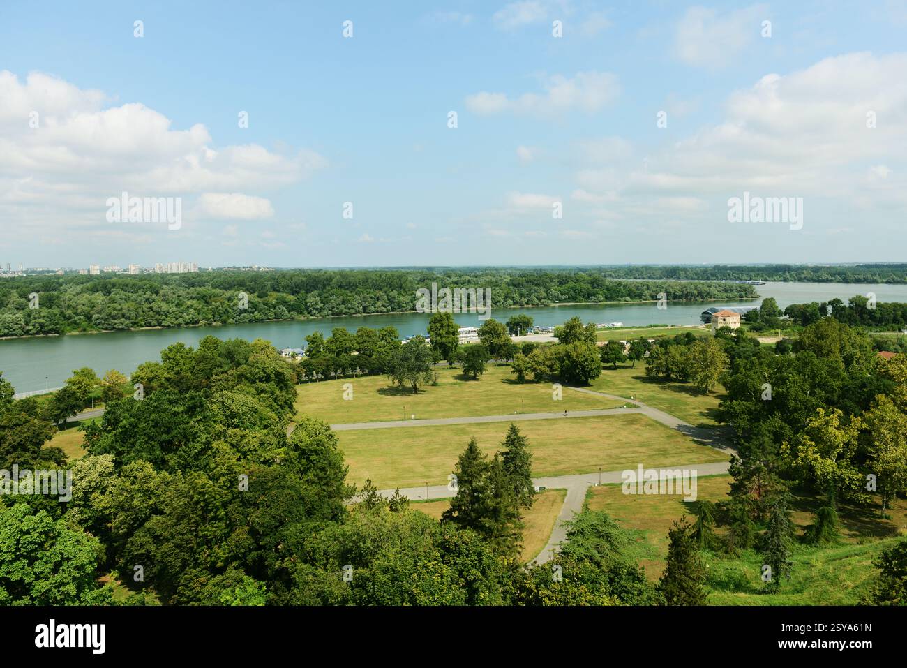 The confluence of the Sava and Danube rivers in Belgrade, Serbia Stock ...
