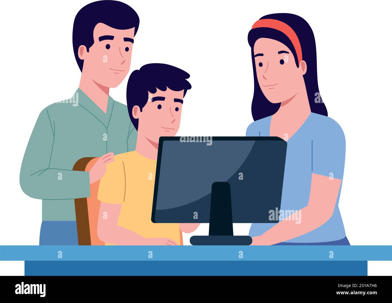 Parent's working together Stock Vector Images - Alamy