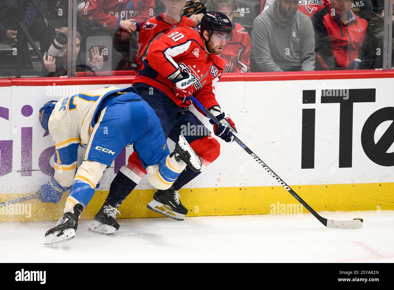 Washington Capitals left wing Pierre-Luc Dubois (80) and St. Louis ...