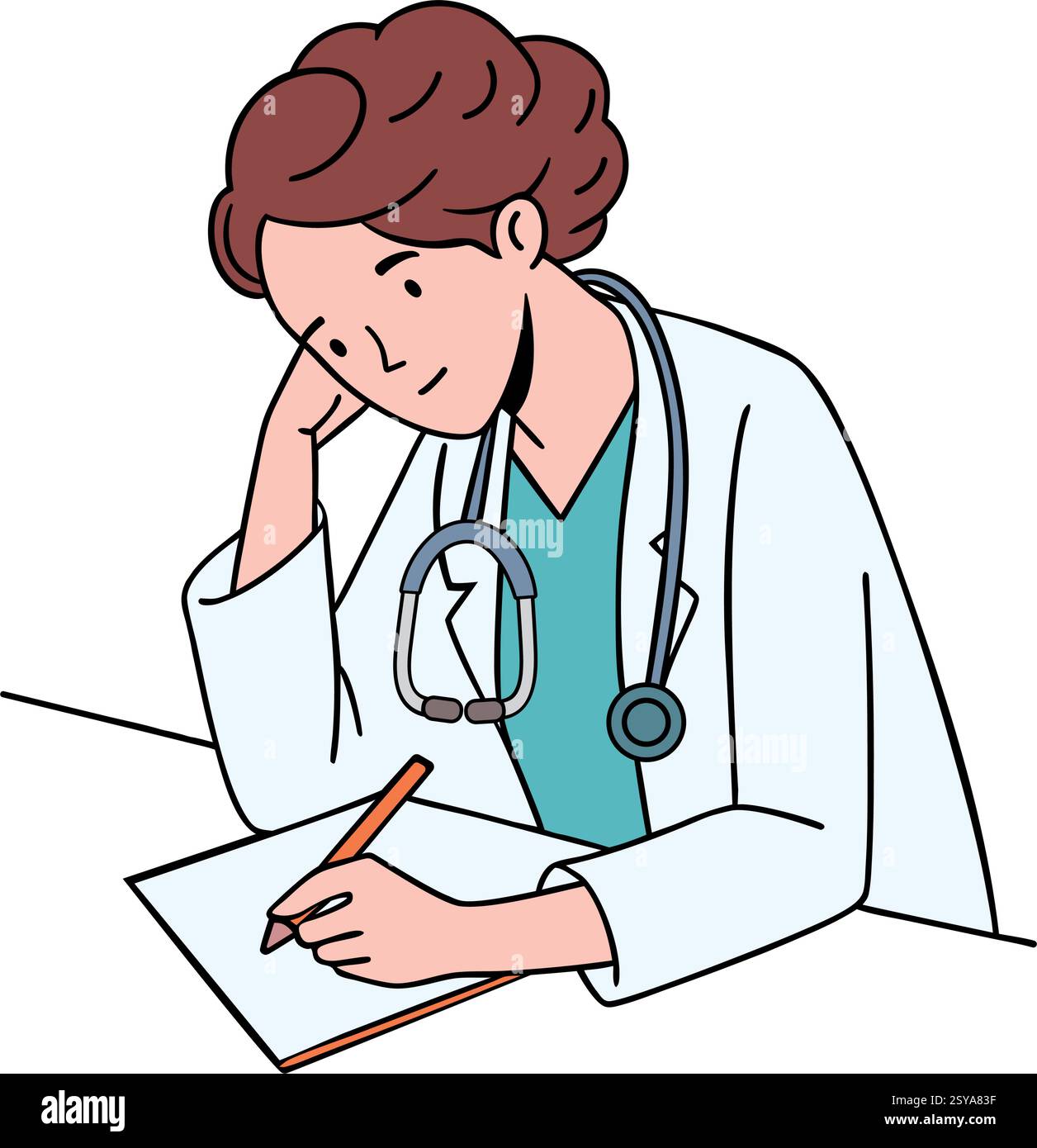 Doctor Thinking Reviewing Notes Medical Stock Vector Image & Art - Alamy