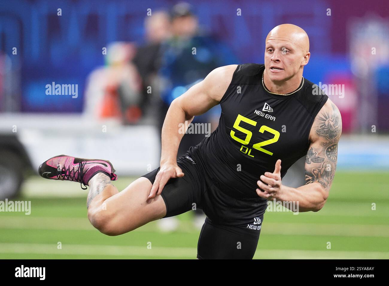 Arkansas defensive lineman Landon Jackson runs a drill at the NFL ...
