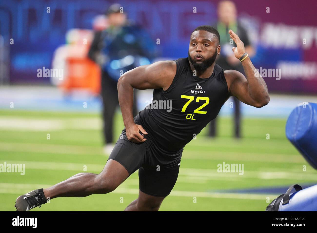 Central Arkansas defensive lineman David Walker runs a drill at the NFL ...