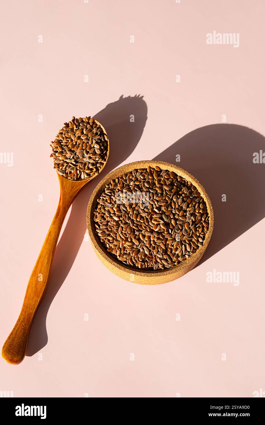 Flax Seeds Source of Omega 3. Superfood Concept Stock Photo - Alamy