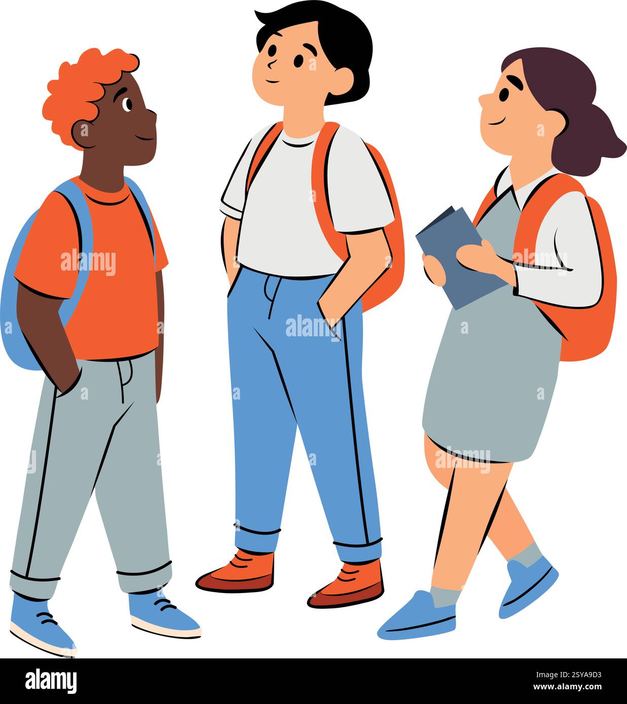 Diverse Students Talking Multicultural School Stock Vector Image & Art ...