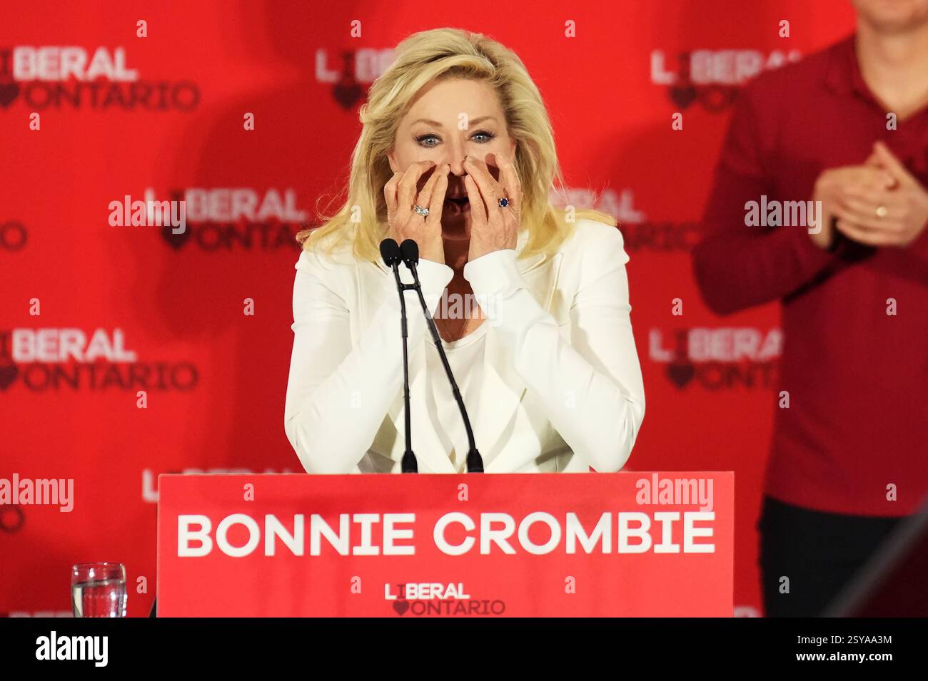 Ontario Liberal Leader Bonnie Crombie addresses her supporters at her ...