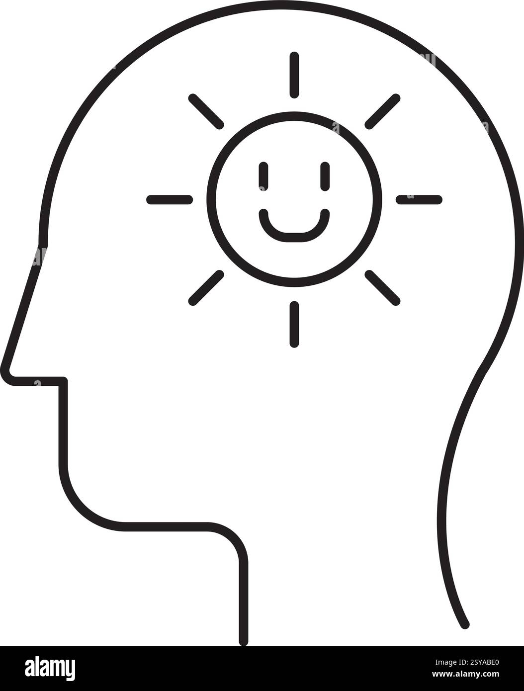 Happy Mind Brain with Sunlight Stock Vector Image & Art - Alamy