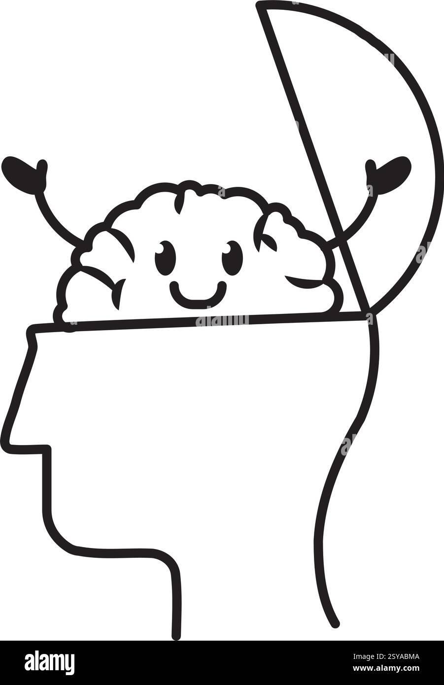 Happy Mind Brain with Open Head Stock Vector Image & Art - Alamy