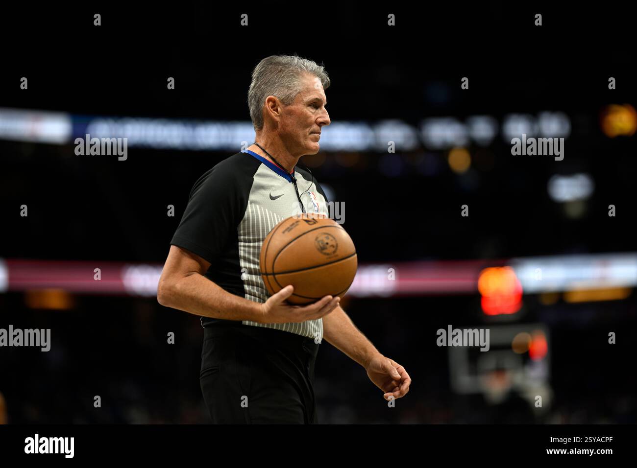 Official Scott Foster stands on the court during the second half of an ...