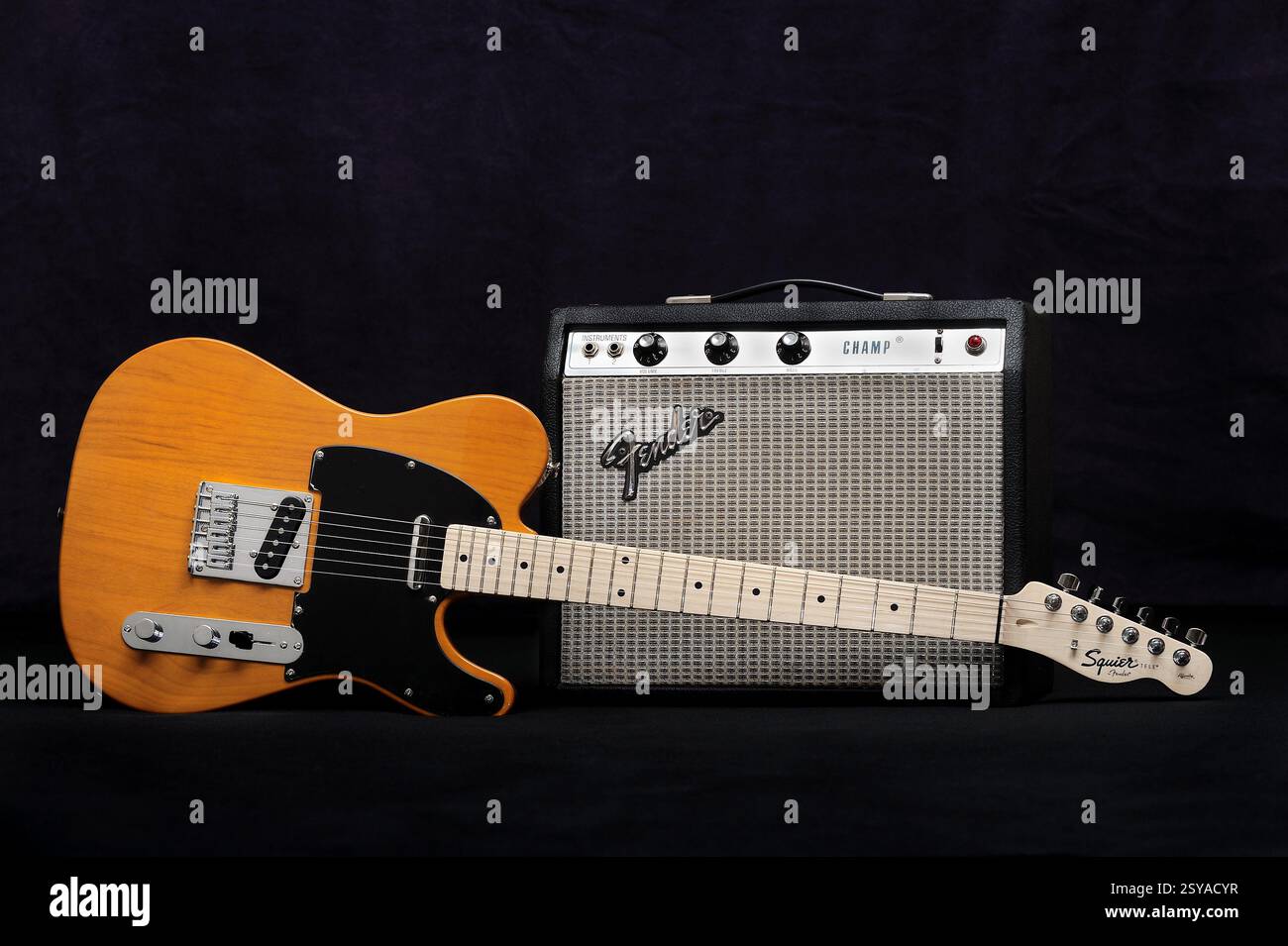 Fender Telecaster Guitar and Vintage Champ Amp Stock Photo - Alamy