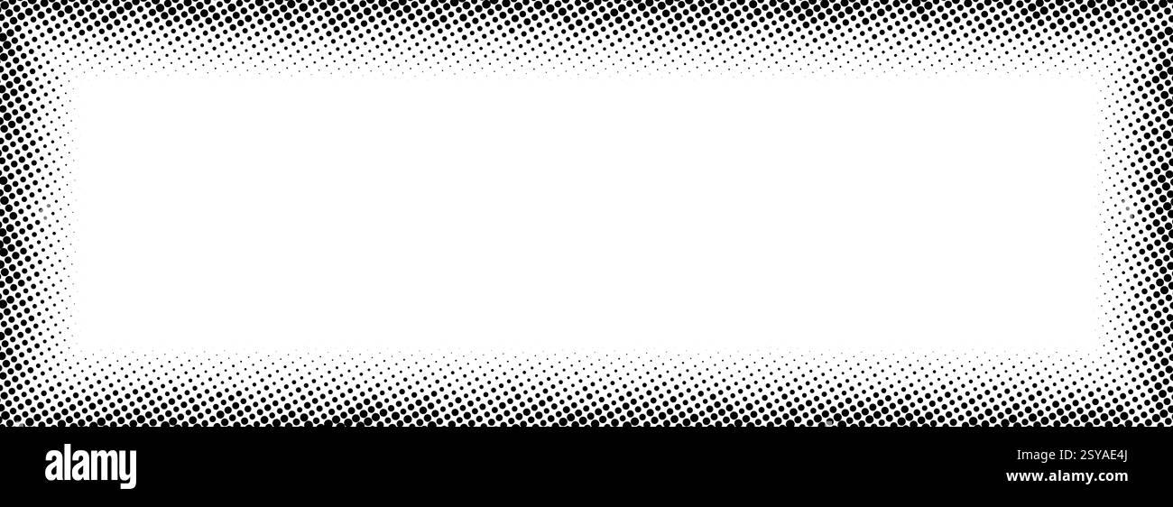 Halftone rectangle grain frame. Black comic dotted border. Pop art ...