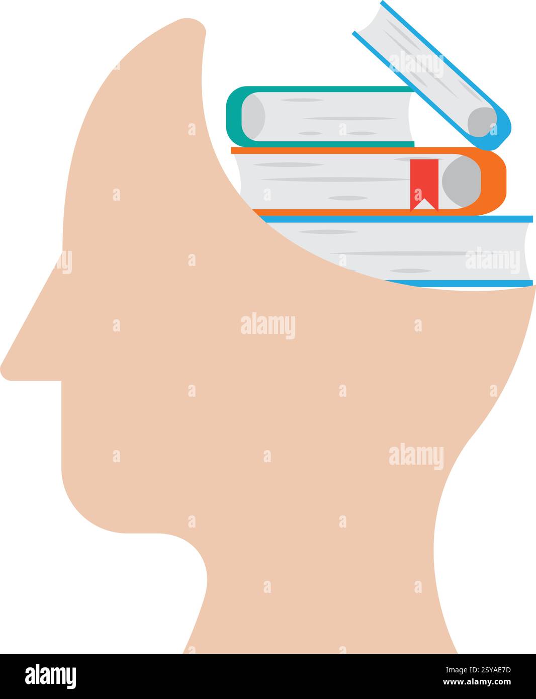 Mind Reading Brain with Stacked Books Stock Vector Image & Art - Alamy