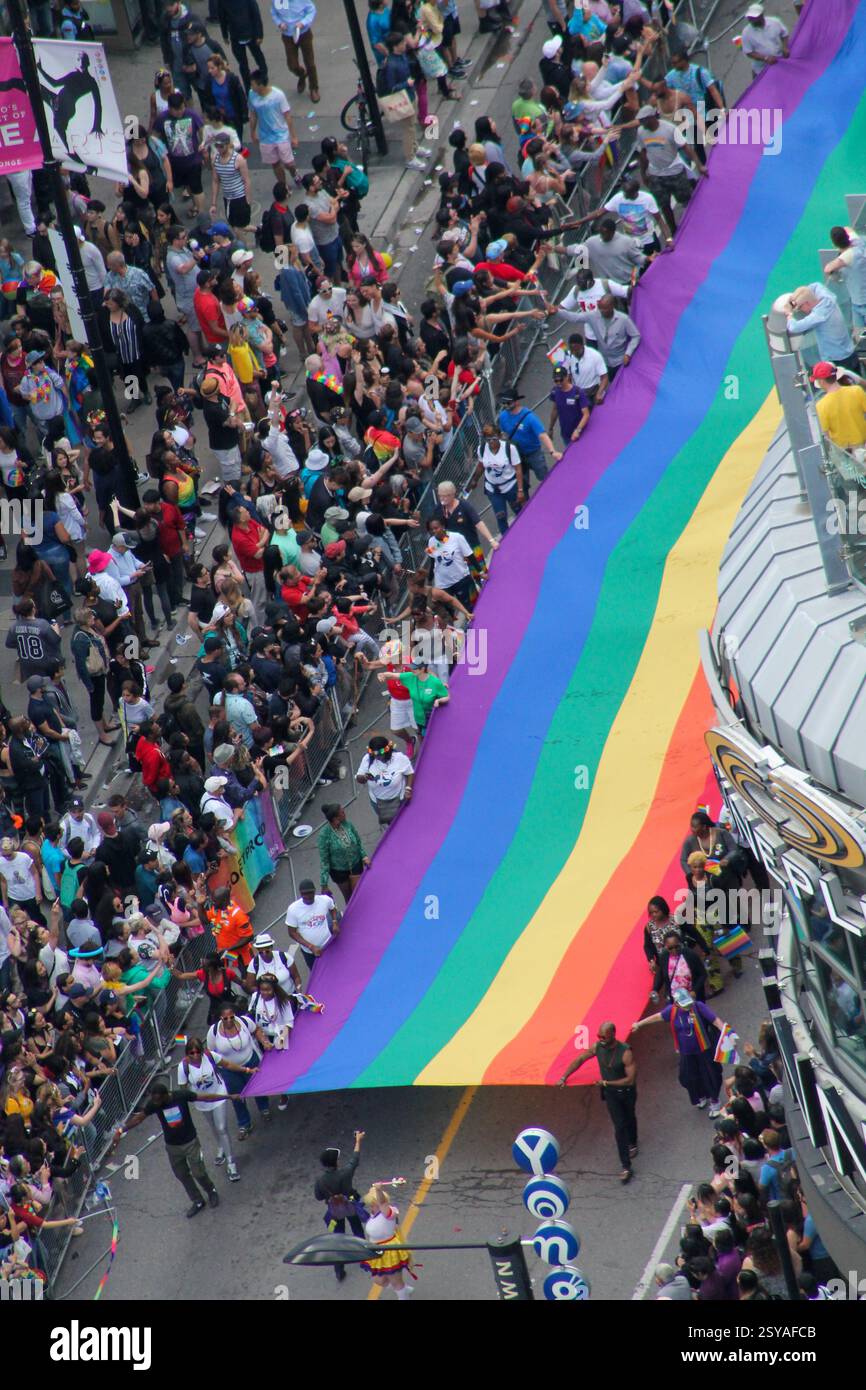 Toronto,Canada - June 26,2017:Aerial view of Toronto Pride Parade ...
