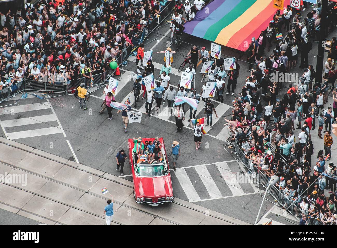 Toronto,Canada - June 26,2017:Aerial view of Toronto Pride Parade ...