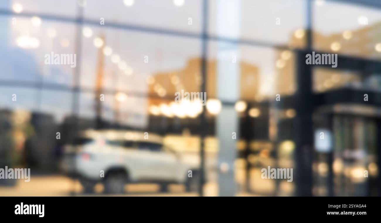 Blurred background with car dealership exterior. Abstract blurred photo ...