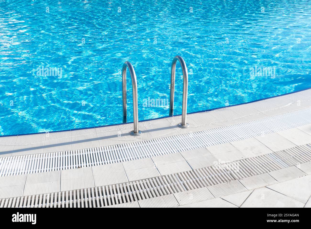 Swimming pool with stair and water. Swimming pool with handrail ...