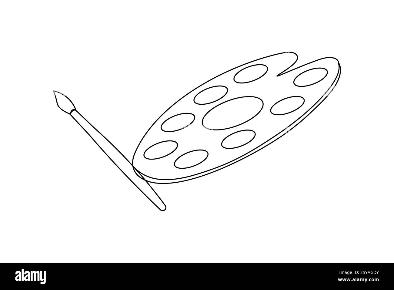 Paint palette art brush continuous one line drawing and minimalist ...
