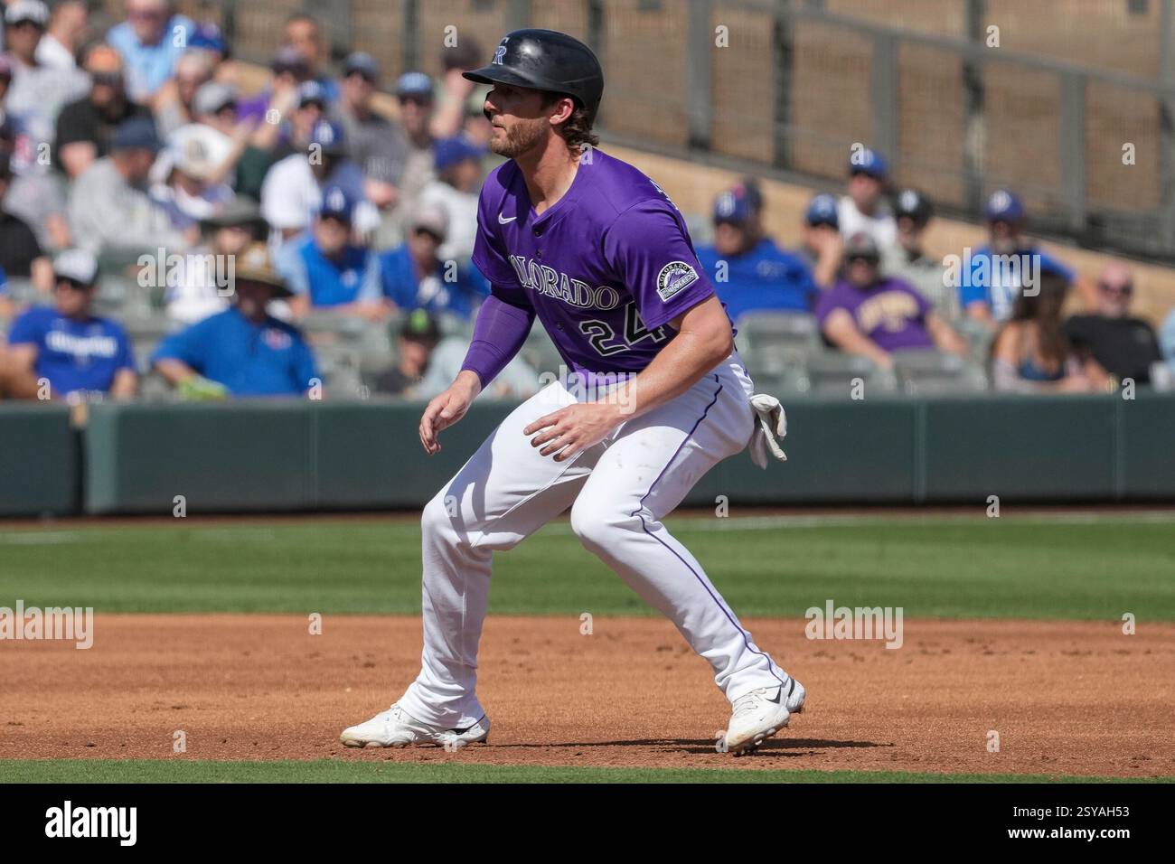 Colorado Rockies third base Ryan McMahon (24) during a spring training ...