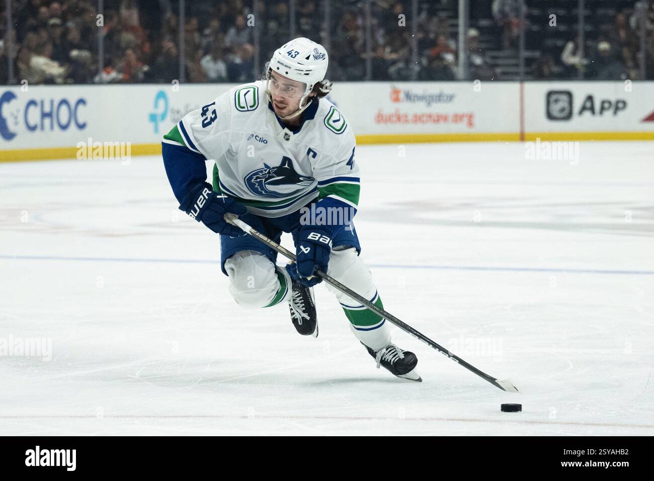 Vancouver Canucks Defenseman Quinn Hughes 43 Skates During An Nhl