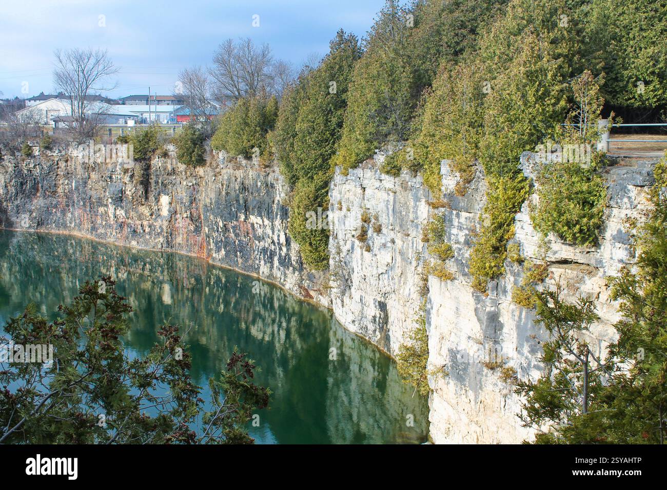 Stunning Elora Quarry in Canada with emerald green water reflecting the ...