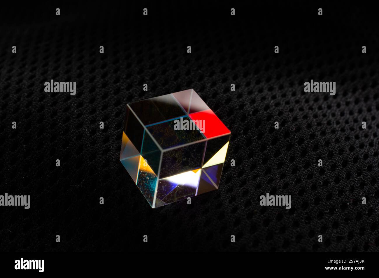 Optical glass cube Light dispersion,spectrum. Physics optics ray refractions Stock Photo - Alamy