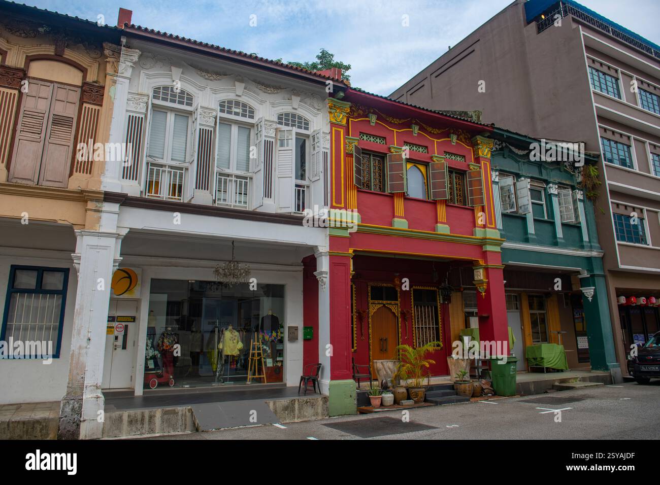 Historic commercial buildings on Aliwal Street in historic Kampong Glam ...