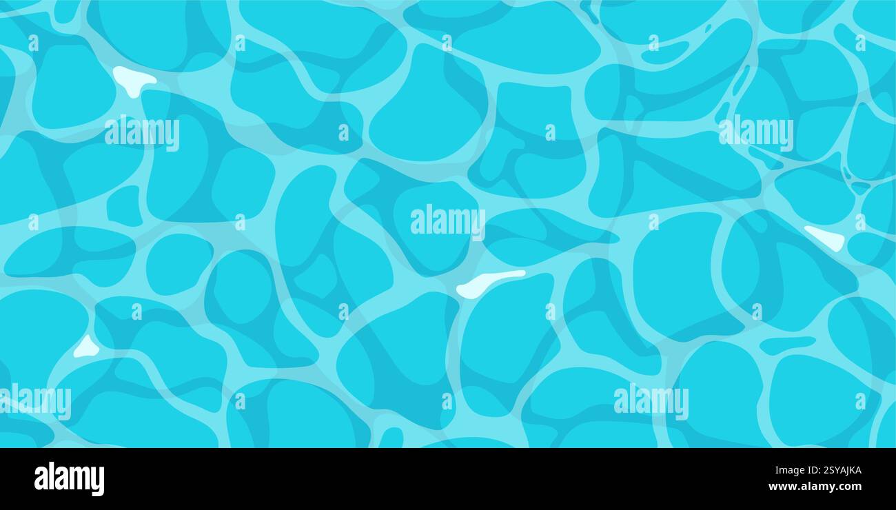 Sunlit ocean water ripple surface with clean and deep waves in cartoon ...