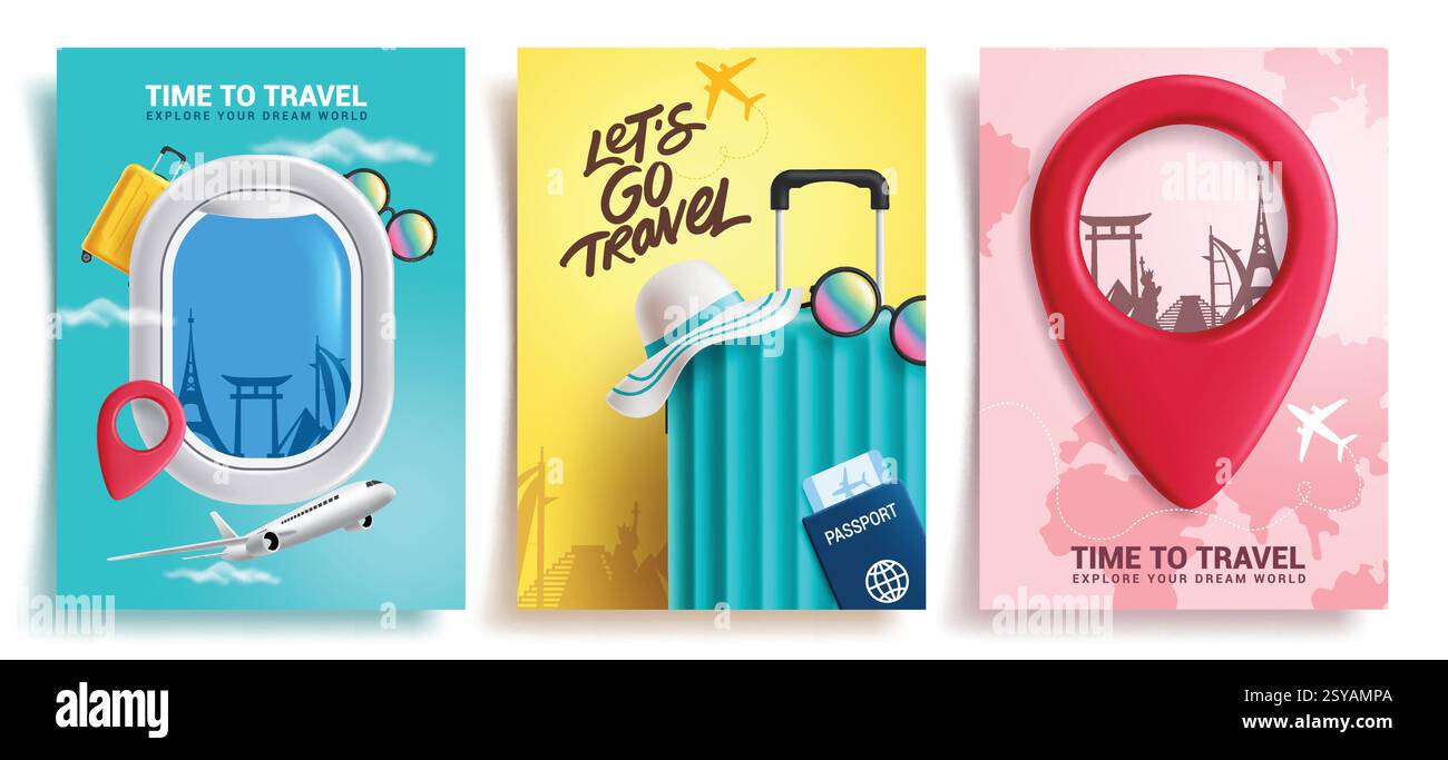 Travel time clipart poster set. Travel and tour clip art collection ...