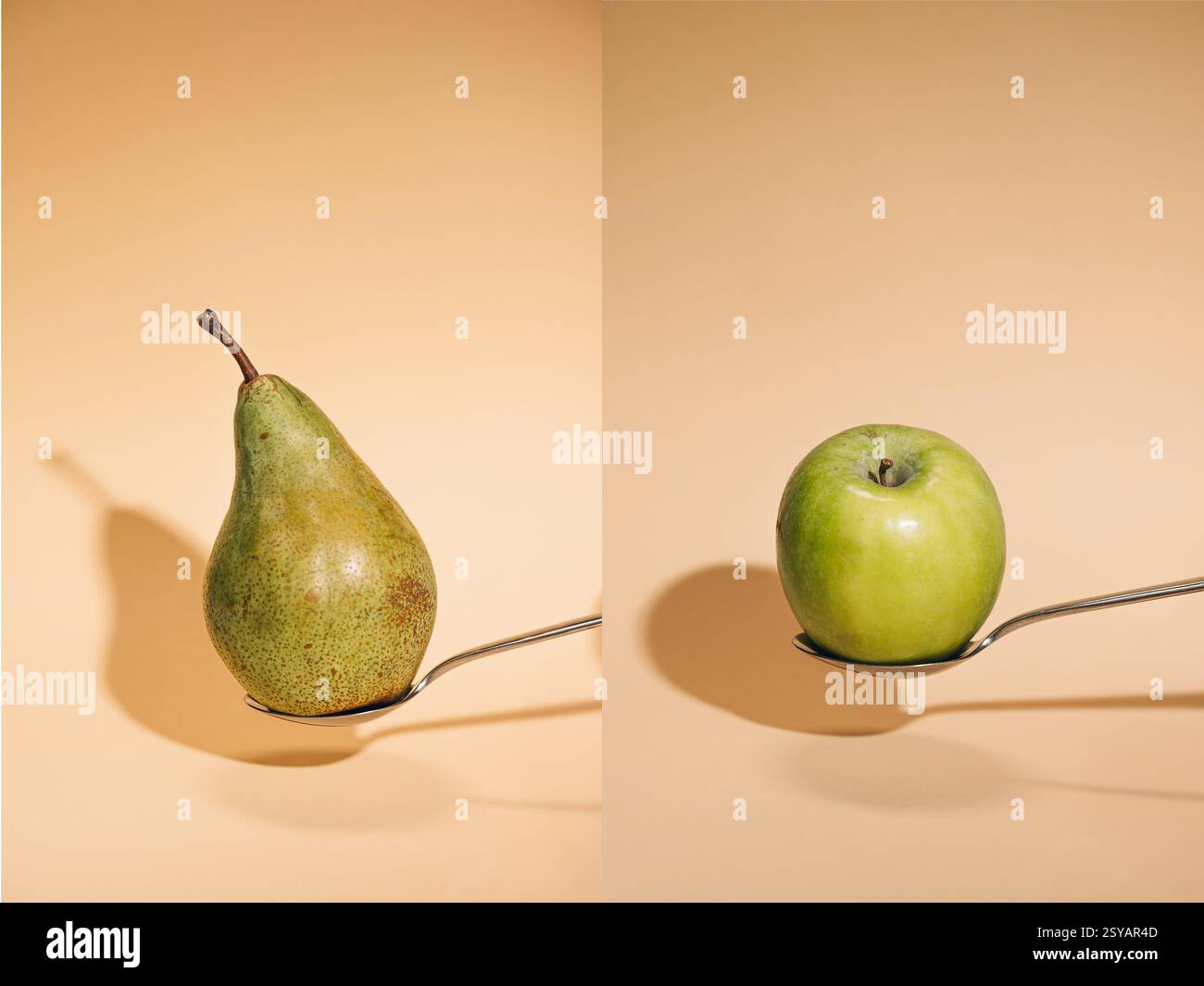 Collage of fresh fruits pear and apple. Panorama of ripe and fresh ...
